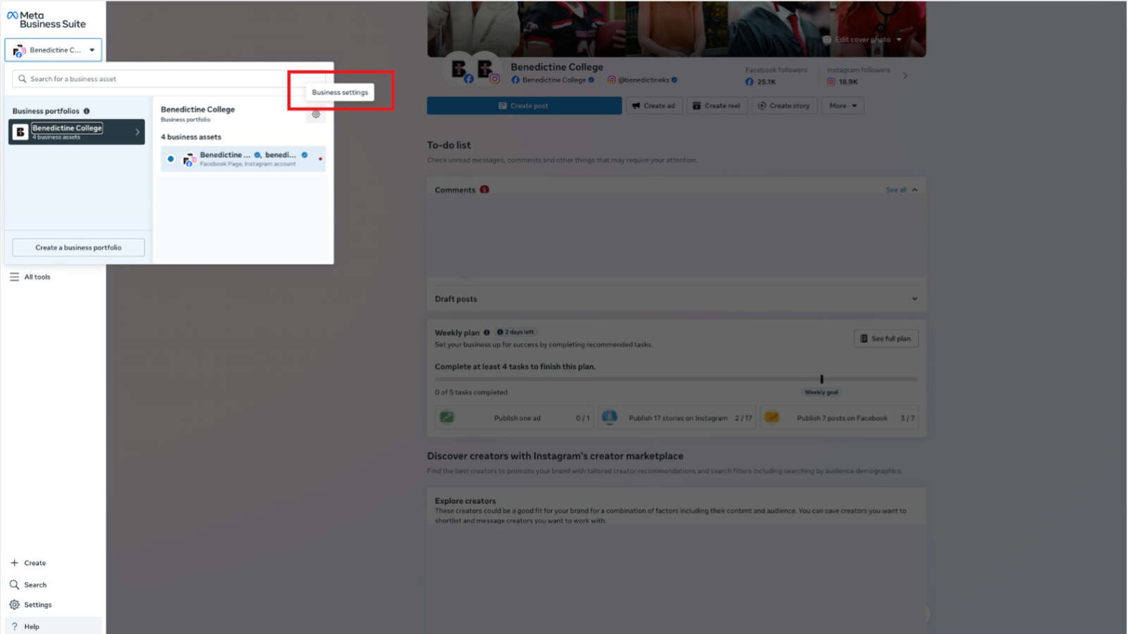 Social Media – Meta Setup Guide | Benedictine College